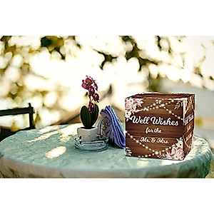 ZEDEV Rustic Floral Card Box, Reception Box for Baby Shower, Wedding, Bridal Shower, Engagement, Birthday Party Game Supplies, Decorations, Set of 1(BOX-11)