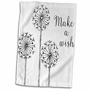 3D Rose Dandelion Make A Wish Hand Towel, 15" x 22", Multicolor
