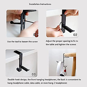 Funly mee Metal Headphone Stand Hanger, Clamp Hook for Headset - Under Desk Space Save Mount (White)