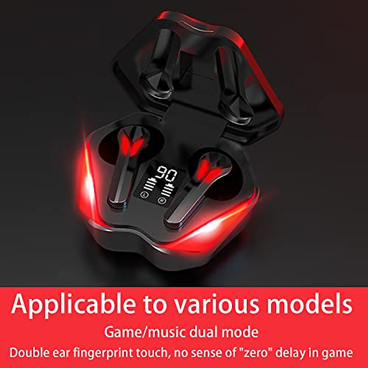 NA# Wireless Bluetooth Digital Display Game Headset - Low Delay in Ear Light Effect Music/Game Mode with Charging Case - Light-Weight Earbuds for Running Outdoor Office Driving Travel Sports
