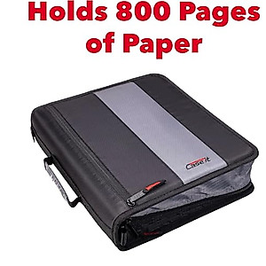 Case-It The Classic Zipper Binder - 2 Inch O-Rings - Multiple Pockets - 350 Sheet Capacity - Comes with Shoulder Strap - Midnight Blue D-251 (6 Pack)