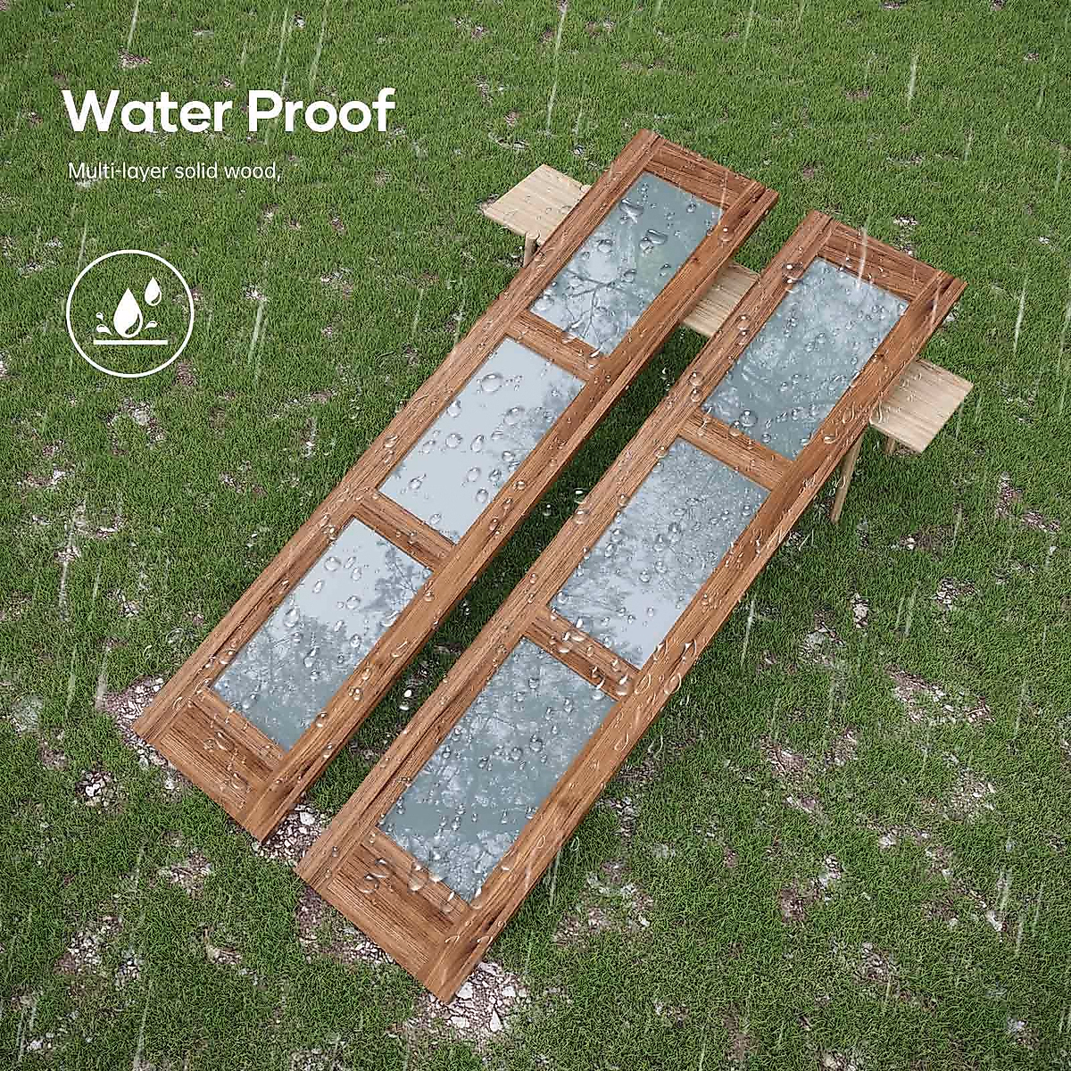 FREDBECK Double 18 x 84 inch Glass Barn Doors 36inch Barn Door with 6.6FT Hardware Kit & Handle Included,3-Panel Frosted Glass,LVL Wood Panel,Water-Proof PVC Surface,Pre-Drilled Holes,Need Assembly