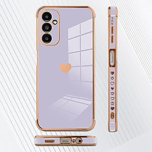 Bonoma for Samsung Galaxy A14 5G Case Heart Plating Electroplate Luxury Elegant Case Camera Protector Soft TPU Shockproof Protective Corner Back Cover Galaxy A14 5G Case -Purple