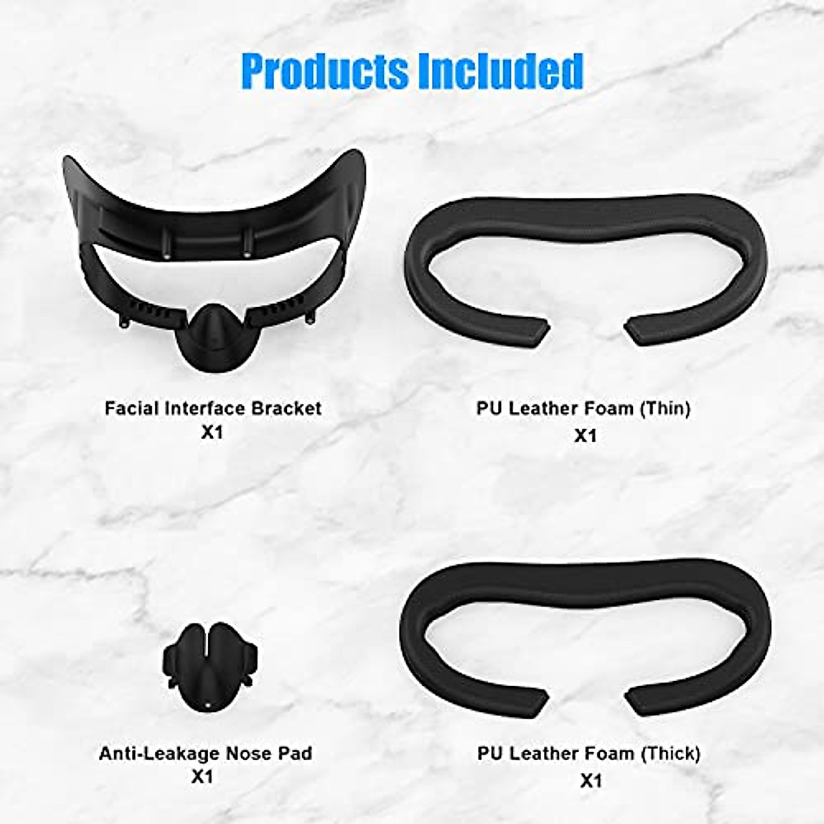 AMVR Magnetic Buckle Facial Interface Bracket & PU Leather Foam Face Cover Replacement for HP Reverb G2, with Anti-Leakage Nose Pad Accessories