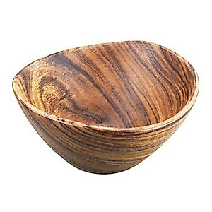 PACIFIC MERCHANTS Acaciaware Acacia Wood Large Salad Bowl With Salad Servers, 12" x 6", Acacia Wood Serving Bowl, Acacia Salad Bowl, Salad Serving Set, Sustainable, Eco-Friendly, Hand Made