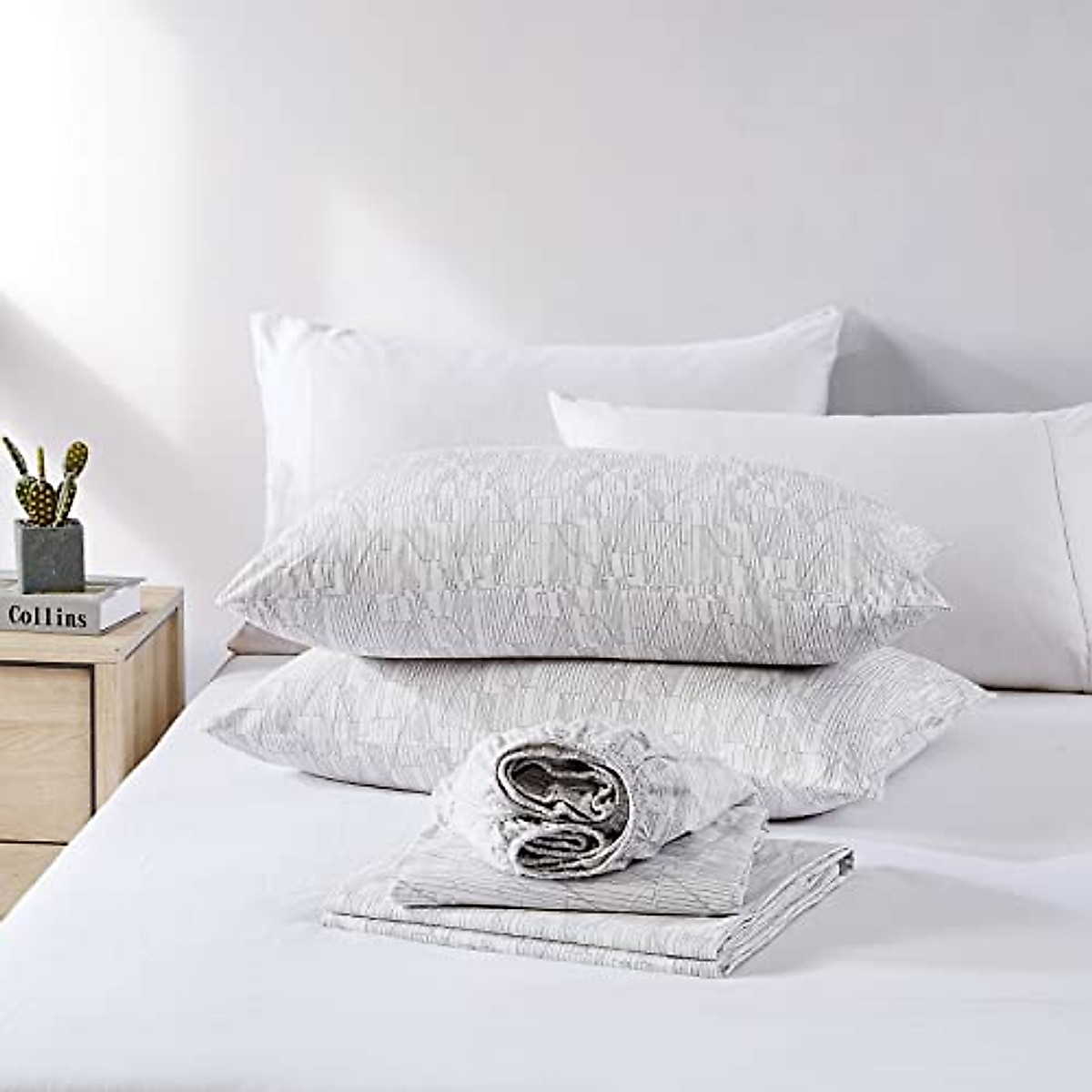 City Scene - Queen Sheets, Cotton Percale Bedding, Crisp & Cooling Home Decor (Tally, Queen)