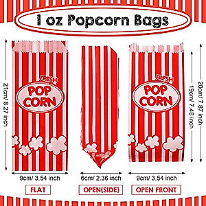 300 Pcs Popcorn Bags Grease Resistant Popcorn Bags Disposable Paper Popcorn Container for Christmas Thanksgiving Movie Theme Party Carnivals Popcorn Maker, Red and White Stripes (1 Oz)
