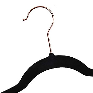 AREKUAEI Premium Black Velvet Hangers (Pack of 50) Heavyduty - Non Slip - Velvet Suit Hangers - Copper/Rose Gold Hooks,Space Saving Clothes Hangers