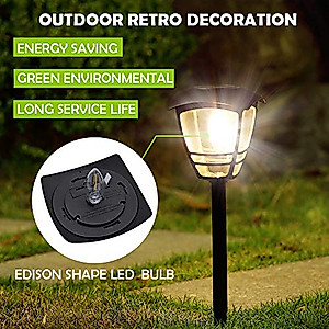 Maggift 4 Pack Vintage Solar Pathway Lights LED Bulbs Solar Powered Garden Walkway Lights for Outdoor Lawn, Patio, Yard, Walkway, Driveway , 15 Lumen