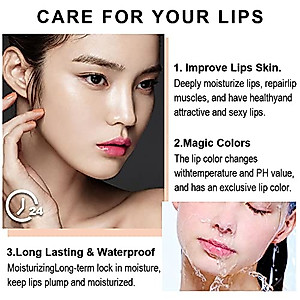 evpct 3Pcs Aloe Vera Strawberry Black Red Cherry Lip Balm Color Changing Lipstick Set PH Mood Magic Lipstick Long Lasting waterproof 24 hour labiales magicos pintalabios permanente 24 horas originales