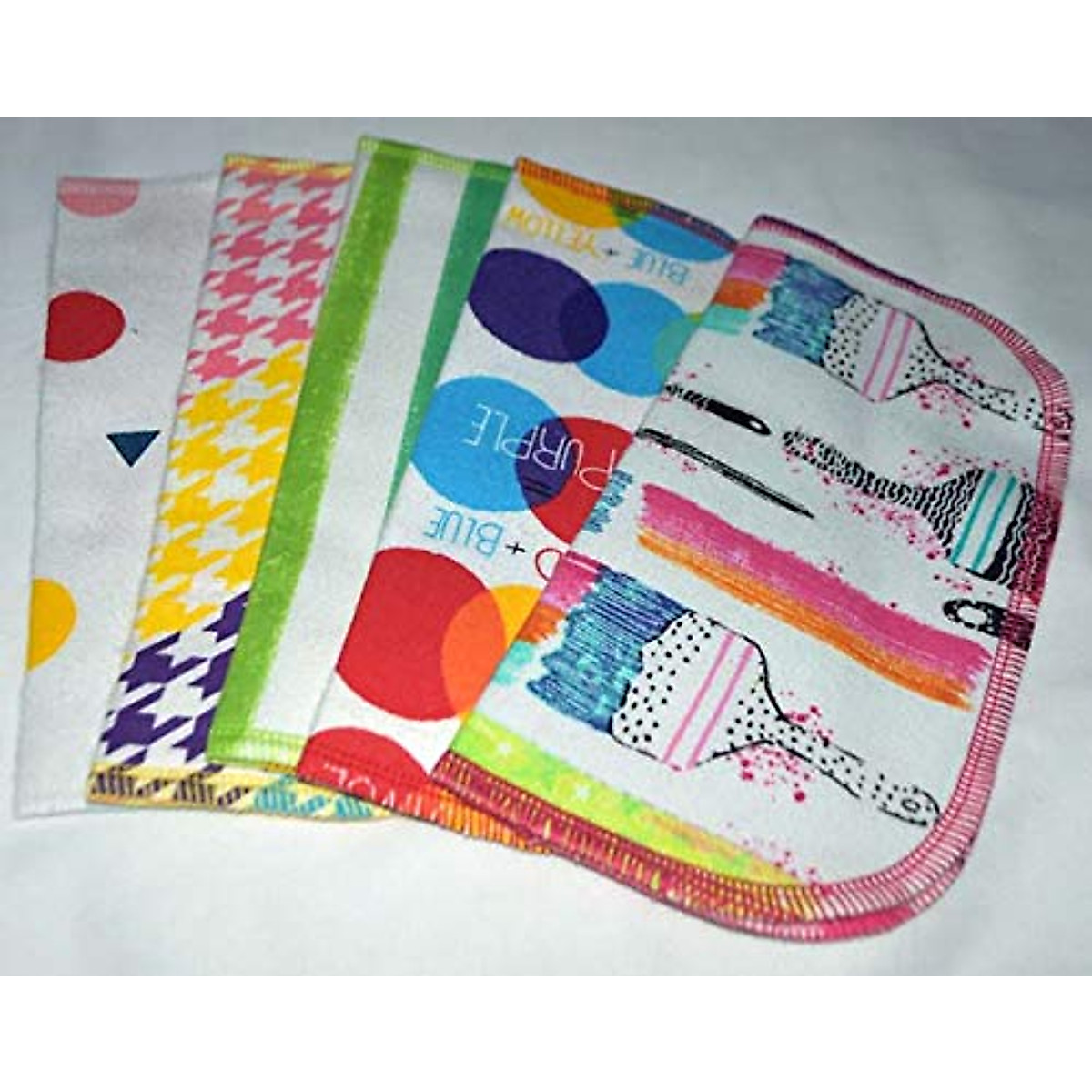 2 Ply Printed Flannel 8x8 Inches Set of 5 Color Me Happy