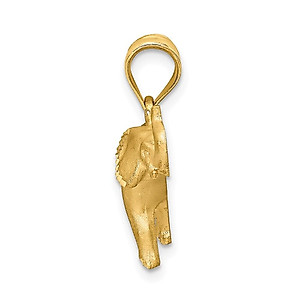 Diamond2Deal Gift for Mothers Day 14k Yellow Gold Brushed Diamond-cut Elephant Pendant