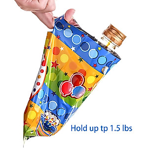 PintreeLand Medium(6.7 * 9.8inch) Happy Birthday Party Favor Bags 40 PCS Plastic Goodies Loot Bags Bulk for Kids Baby Girls & Boys Birthday Return Gift (A Style 40 Packs)