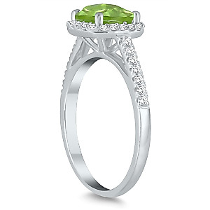 Peridot and Diamond Ring in 10K White Gold