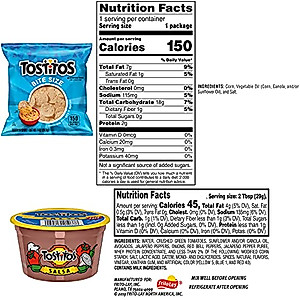 Frito Lay Tostitos Bitesize Rounds Chips and Salsa Dip Cups Variety Pack, (Pack of 24)
