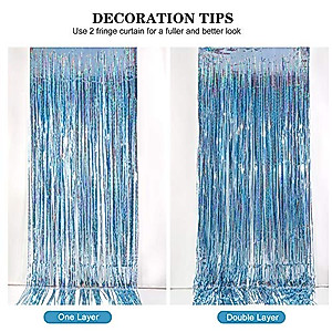 CYLMFC Foil Fringe Curtains Party Decorations - 2 Pack 3 x 8ft Tinsel Backdrop for Party Photo Backdrop Wedding Bridal Shower Bachelorette