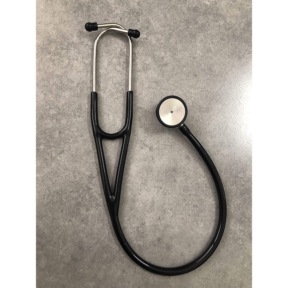 Stethoscope Cardiology Stainless Steel ' A' Shape Tube Stethoscope/Suitable for Cardiac Auscultation, Black Tube, Soft Ear-tip. one Diaphragm and Two Black earplugs