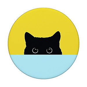 Peekaboo Black Kitty Cat - Funny Cat PopSockets PopGrip: Swappable Grip for Phones & Tablets