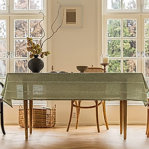 Zobesta Linen Sage Tablecloth Green Cotton Table Clothes for Rectangle Tables, Heavy Duty Washable Farmhouse Soft Boho Tablecloth for Kitchen Dinning Party (Sage Green, 53 x 70 Inch)