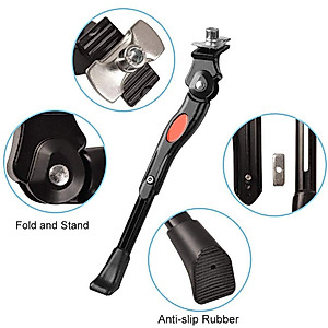 Eleckal Kickstand for Kids Bike,for 12" 14" 16" 18" 20" inch Children's Bicycle Single-Side Kick Stand Rear Mount Bikes Support Racks (Black)