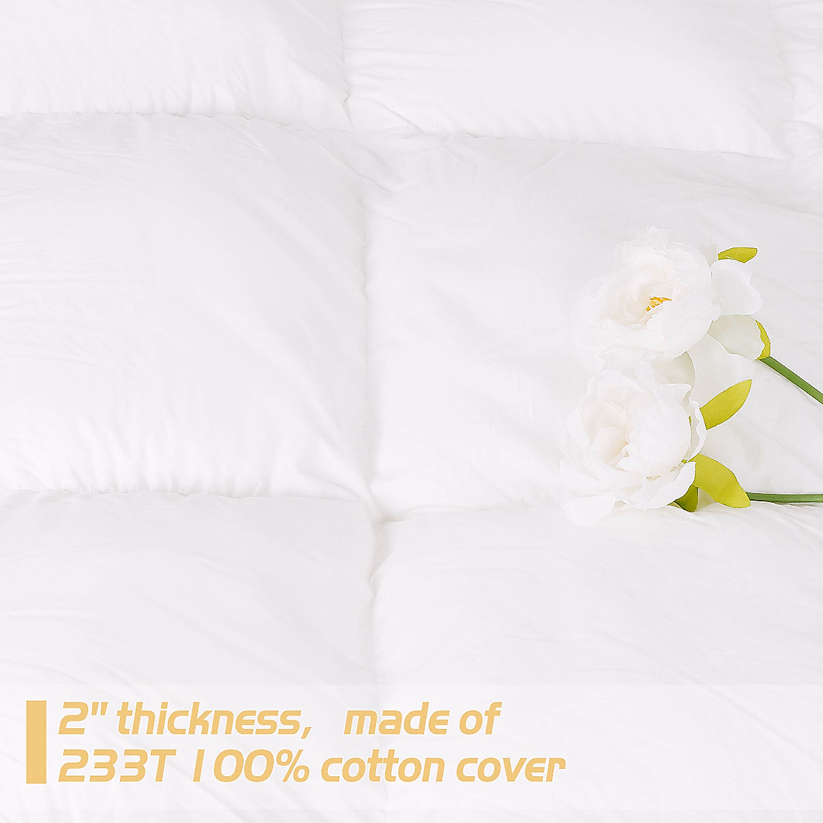 SUPER DEAL Plush Soft 2 Inch Cool & Fresh Fiberbed Queen Mattress Cover Mattress Pad Mattress Topper Overfilled Down Alternative Fiber Pillow Top Featherbed