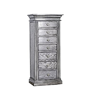 HIVES&HONEY Luke Wood Jewelry Cabinet Armoire Storage Box Chest Stand Organizer Necklace Holder in Smoke Grey