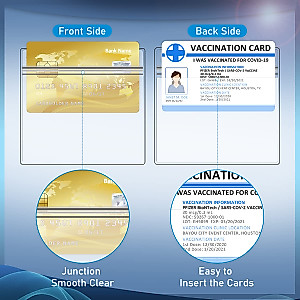 Fushing 20Pcs Extra Thick ID Badge Holders, Exclusive Double-Deck 3x4 Clear Plastic Horizontal Name Tag Badge ID Card Holders, Single Layer Thickness 0.4mm Thicker 60% Than Standard 0.25mm