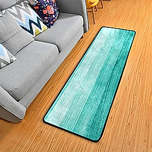 Teal Turquoise Green Wood Kitchen Rugs Non-Slip Soft Doormats Bath Carpet Floor Runner Area Rugs for Home Dining Living Room Bedroom 72" X 24"