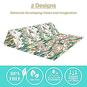 JumpOff Jo - Large Waterproof Foam Padded Play Mat for Infants, Babies, Toddlers, Play Pens & Tummy Time, Foldable Activity Mat, 70 in. x 59 in. - Tulip Fields