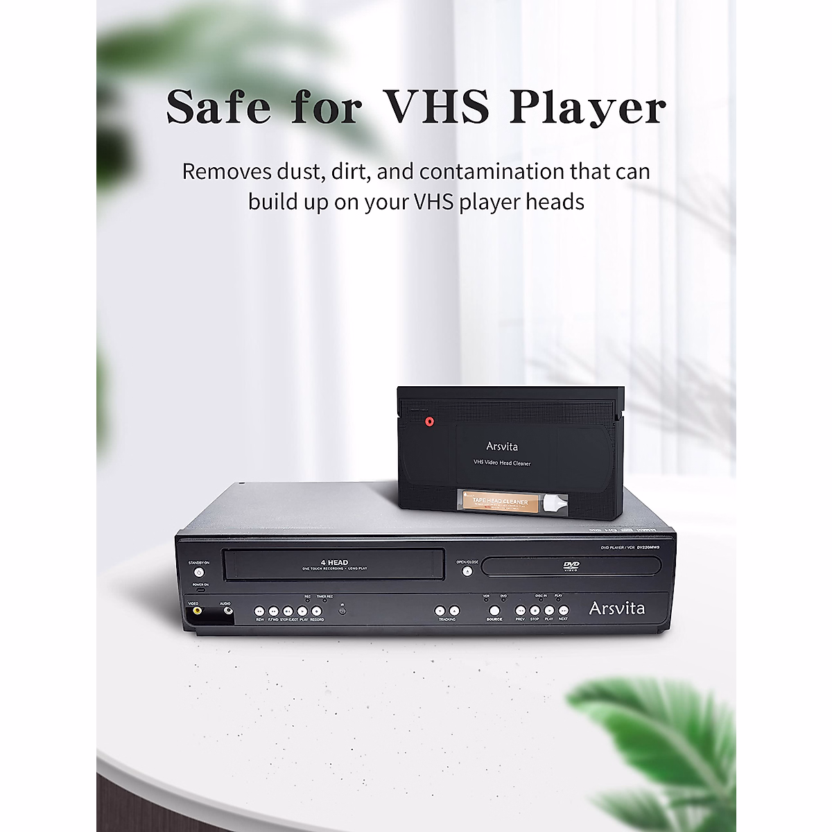 Arsvita VHS/VCR Head Cleaner Tape, Video Head Cleaning Kit for VHS/VCR Players, Wet Type, ARVC-3