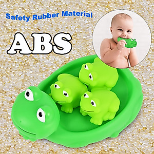 LIANXIN Baby Bath Toys, Rubber Frog Bath Toys for Toddlers 1-3, Floating Bathtub Toy for Infant Kids Age 2-4, Bath Toys Gift for Pool, Family Bath Set of 4