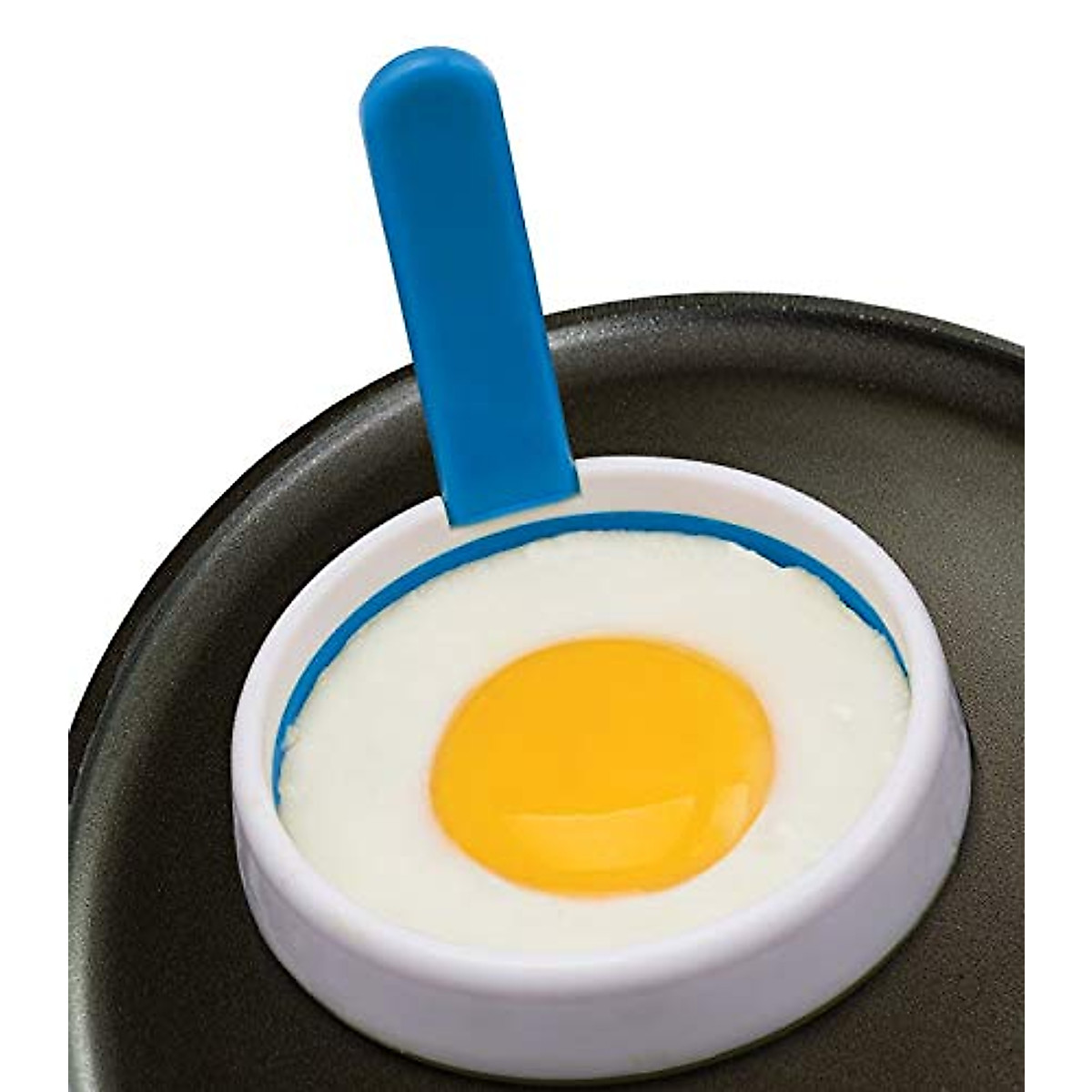 MSC International 17343 50666 Joie Eggy 3.5" Non-Stick Silicone Compact Egg Ring with Folding Handle, Assorted Colors