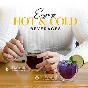 Kitchables Espresso Cups Set of 2, 2.7oz - Durable Double Walled Espresso Shot Glass - Expresso Shots Cup Compatible with Nespresso Machines - Demitasse Cups - Tasas De Café Expreso