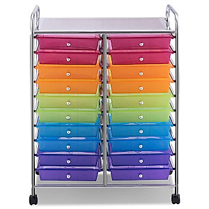 Giantex 20 Drawer Rolling Storage Cart Tools Scrapbook Paper Office School Organizer, Multicolor