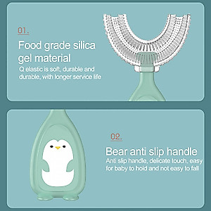 XUANQI 4Pcs U Shaped Kids Toothbrushes Age 2-6 & 6-12 Toddler U Shaped Toothbrush 360 Kids Full Mouth Toothbrush Large Head Toothbrush, Blue + Green + Pink + Yellow (XUANQI-f546457)