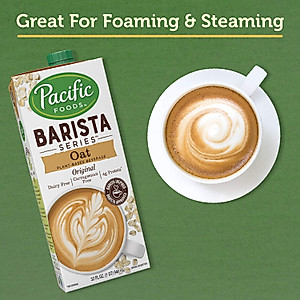 Pacific Foods Barista Series Original Oat Milk, Vegan Friendly, Kosher, Non-GMO, 32 Fluid Ounce (Pack of 12)