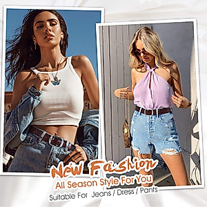 JASGOOD Women’s Hollow Flower Genuine Cowhide Leather Belt With Alloy Buckle needs dark brown and a size Waist Size 26-30 Inch