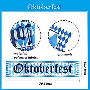 Oktoberfest Decorations Kit Oktoberfest Sign Banner Backdrop Bavarian Check Pennant Flag Porch Sign Welcome Banner White and Blue for German Theme Party Beer Festival Oktoberfest Party Supplies Favors