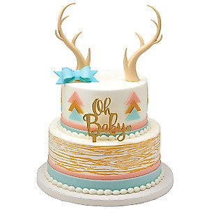 DecoSet® ANTLERS CREATIONS Cake Topper for Birthdays and Parties, DecoPac Cake Decorating 2-Pc Decorations Set