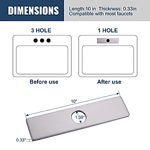 iVIGA 10" Sink Faucet Hole Cover Deck Plate for Bathroom & Kitchen Vanity Sink, Faucet Brushed Nickel Escutcheon Plate Stainless Steel Outside Faucet Cover Cap Rectangle Mixer Tap
