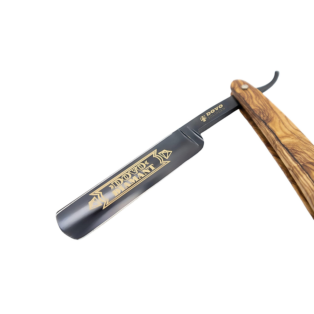 DOVO Diamant Straight Razor Olivewood Handle Black Blade 5/8''