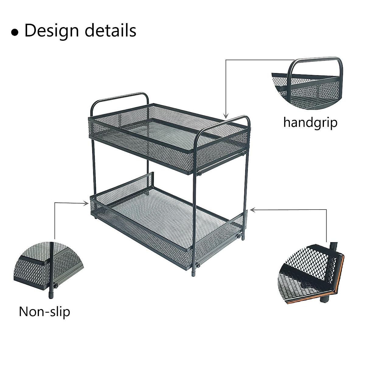 SETTFRFE Two Tier Shelf Organizer,Bathroom Countertop Organizer,Coffee Bar Counter Shelf,Black