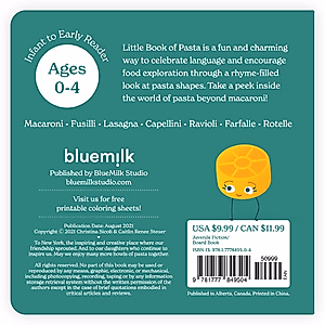 Little Book of Pasta Board Book for Babies and Toddlers about Shapes Read with Phonics and Rhymes Baby Book 0-12 Months Toddler Book Ages 1-4