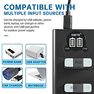 DSTE Replacement for 2 x NB-13L Battery + Dual USB Charger Compatible Canon PowerShot SX740 HS G5X G7X G9X G7 X Mark II G9X Mark II SX620 HS SX720 HS SX730 HS G1 X Mark III G5 X Mark II