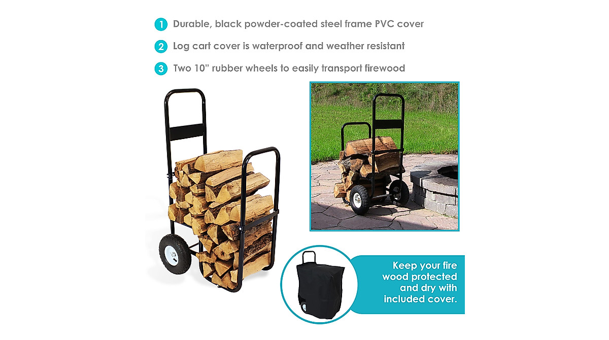 Sunnydaze Outdoor Log Cart - Durable & Easy to Use