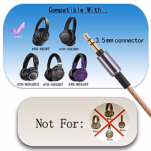 FAAEAL WH-1000XM5 Audio Upgrade Cable,Replacement for Sony MDR-XB950BT WH-1000XM4 XM3 MDR-H600A ATH-M50xBT SR50BT ANC9 Headphones 4.9ft(3.5mm Plug)