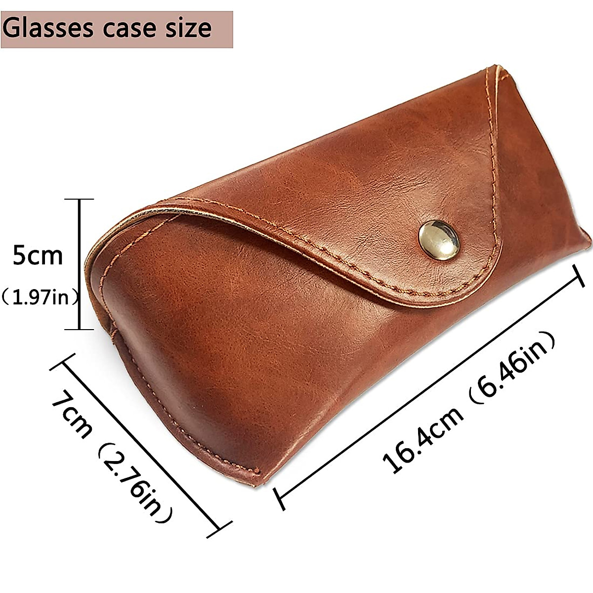 LogHog Portable Leather Glasses Case,Mother's Day Gifts Durable Soft Sunglasses Pouch Slim Case for Women Men Horizontal Eyeglass Case （Button - Brown）