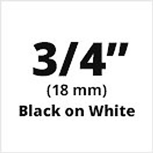 Genuine Brother 3/4" (18mm) Black on White TX P-Touch Tape for Brother PT-8000, PT8000 Label Maker