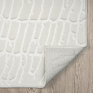 Abani Cream Area Rug for Living Room, Bedroom - Pebble Pattern - 8 x 10 - Durable & Easy to Clean