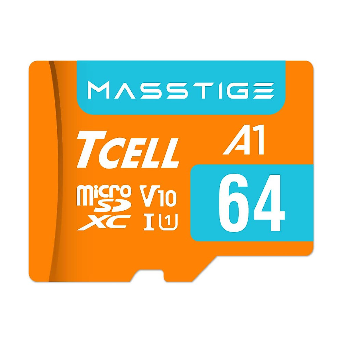 TCELL MASSTIGE 64GB microSDXC Memory Card with Adapter - A1, UHS-I U1, V10, Micro SD Card, Read up to 100 MB/s, Full HD